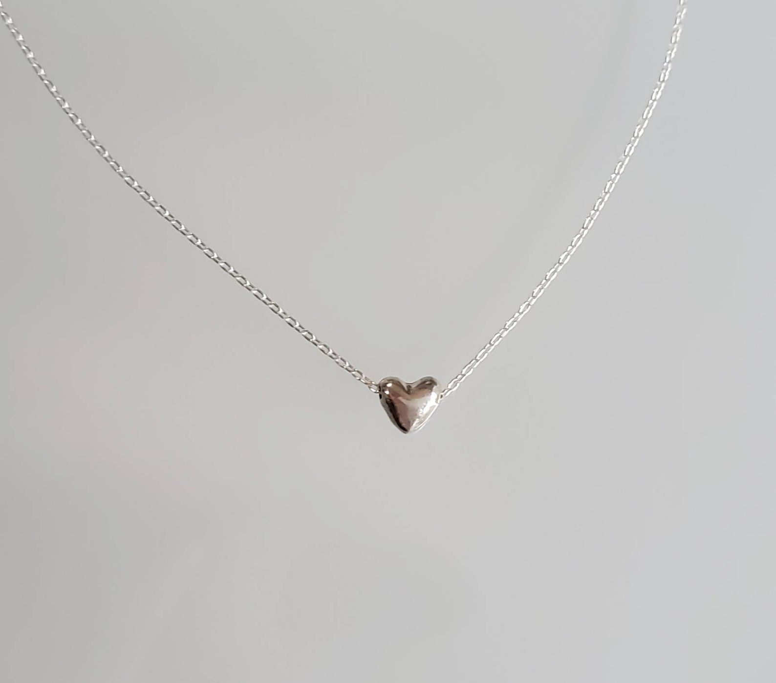 Tiny Sterling Silver Heart Necklace Heart Necklace Silver - Etsy