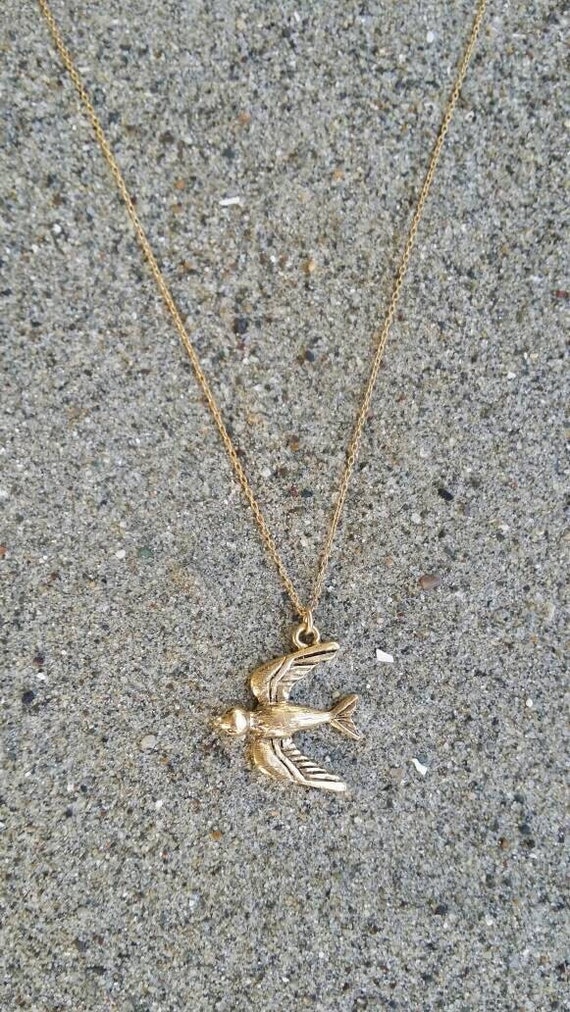 Bird Necklace Bird Pendant Gold Bird Necklace Sparrow | Etsy