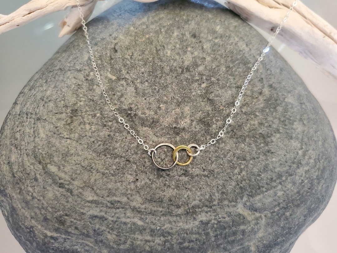 Tiny Infinity Necklace, Mixed Metal, Three Circles, Infinity Circles ...