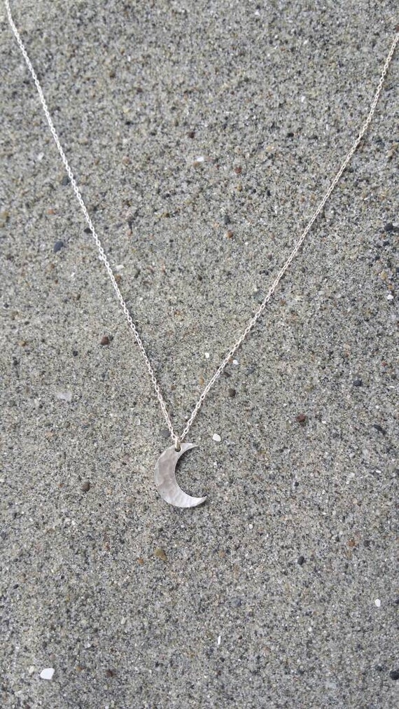 Small Sterling Silver Moon Necklace Crescent Moon Silver - Etsy