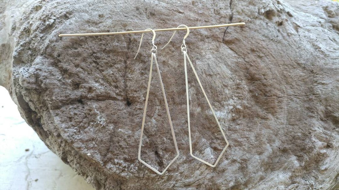 Long Hammered Earrings, Gold, Or, Silver, Simple, Dangle Earrings, Long ...