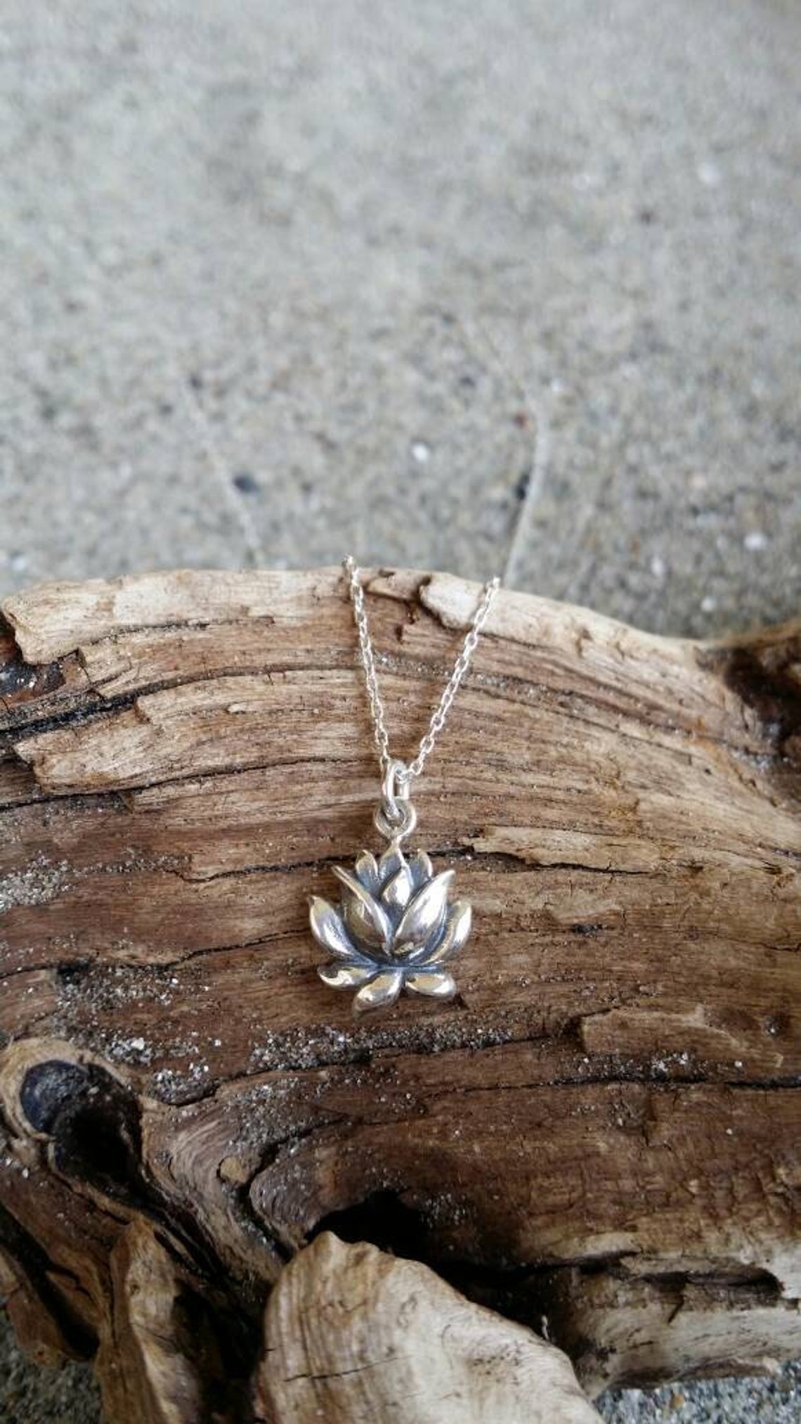Sterling Silver Lotus Necklace Lotus Flower Silver Necklace | Etsy