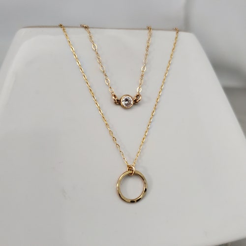 Layered Necklace Set Gold Silver Set of 2 Two Necklaces - Etsy