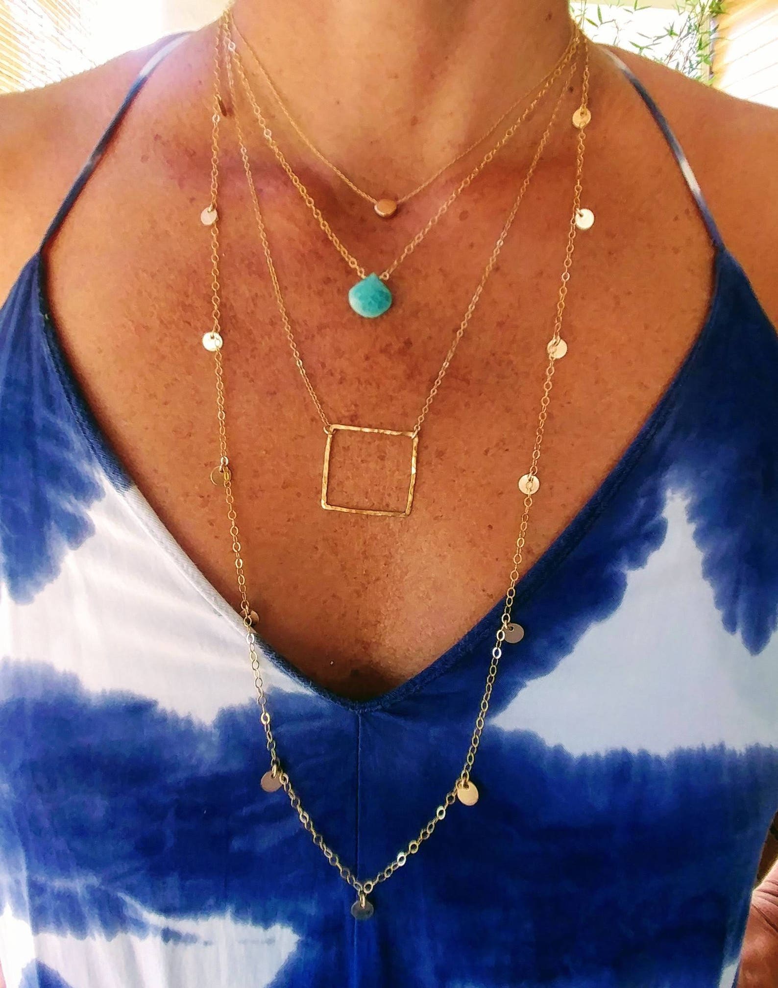 Long Wrap Necklace Gold Fill Sterling Silver Tiny Circle - Etsy