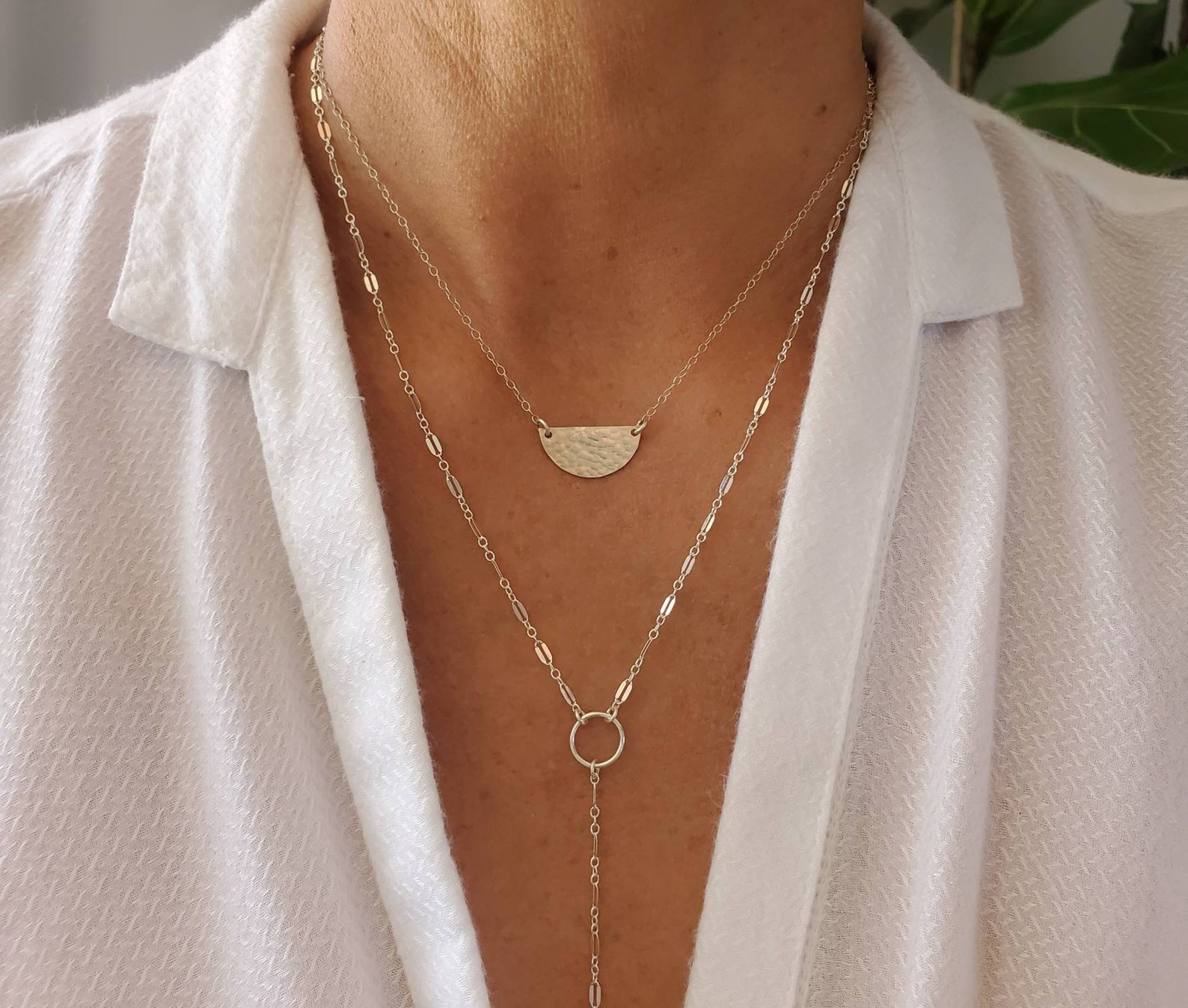 Small Gold Half Circle Necklace Hammered Half Circle | Etsy