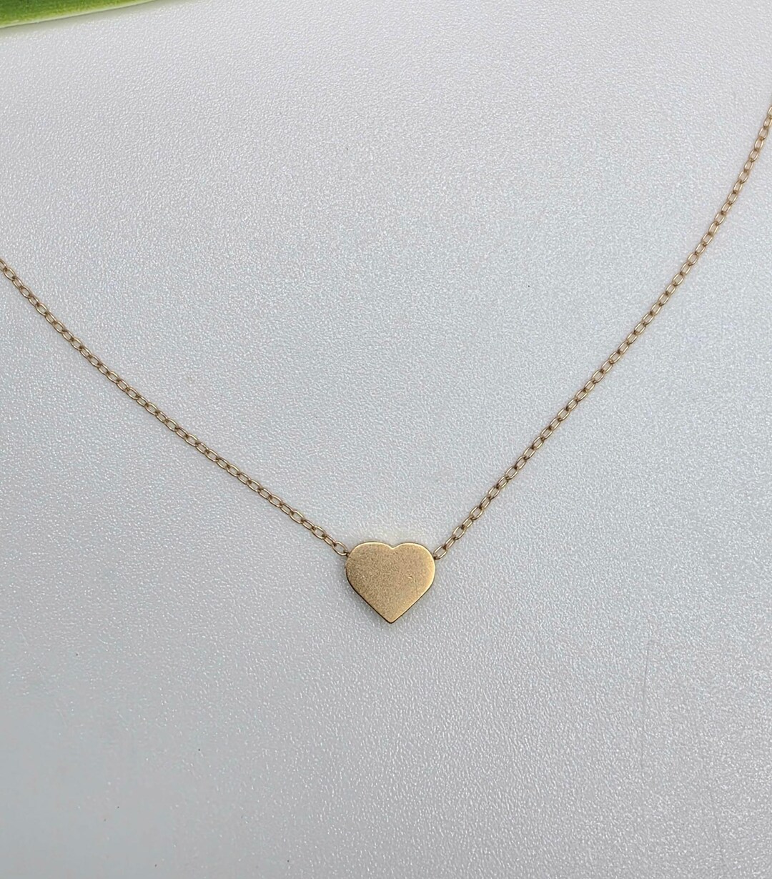 Tiny Gold Heart Necklace, Matte Gold, Tiny Heart Bead, 16k Gold, Matte ...