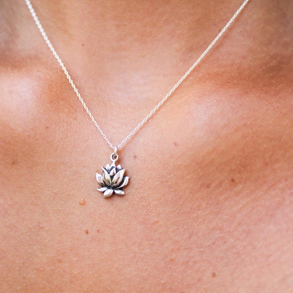 Sterling Silver Lotus Necklaces - Etsy