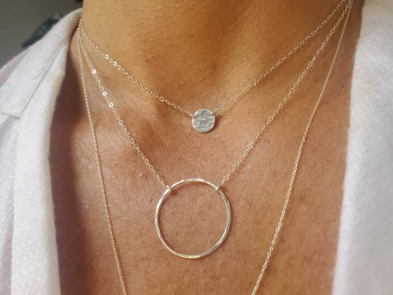 Large Circle Necklace Sterling Silver Circle Necklace - Etsy