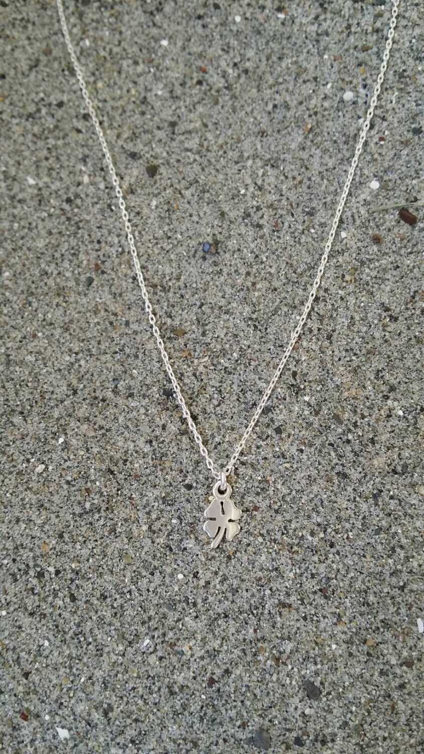 Tiny Sterling Silver Shamrock Necklace Silver Clover Dainty - Etsy