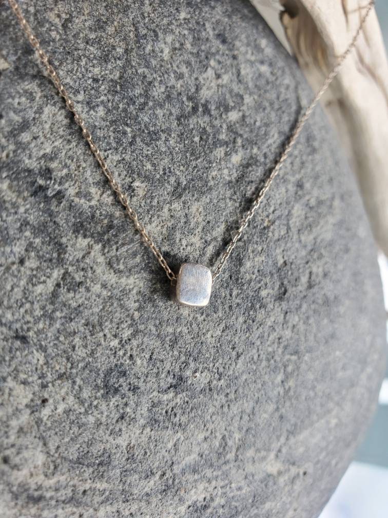 Tiny Gold Square Bead Necklace Tiny Gold Square Gold | Etsy