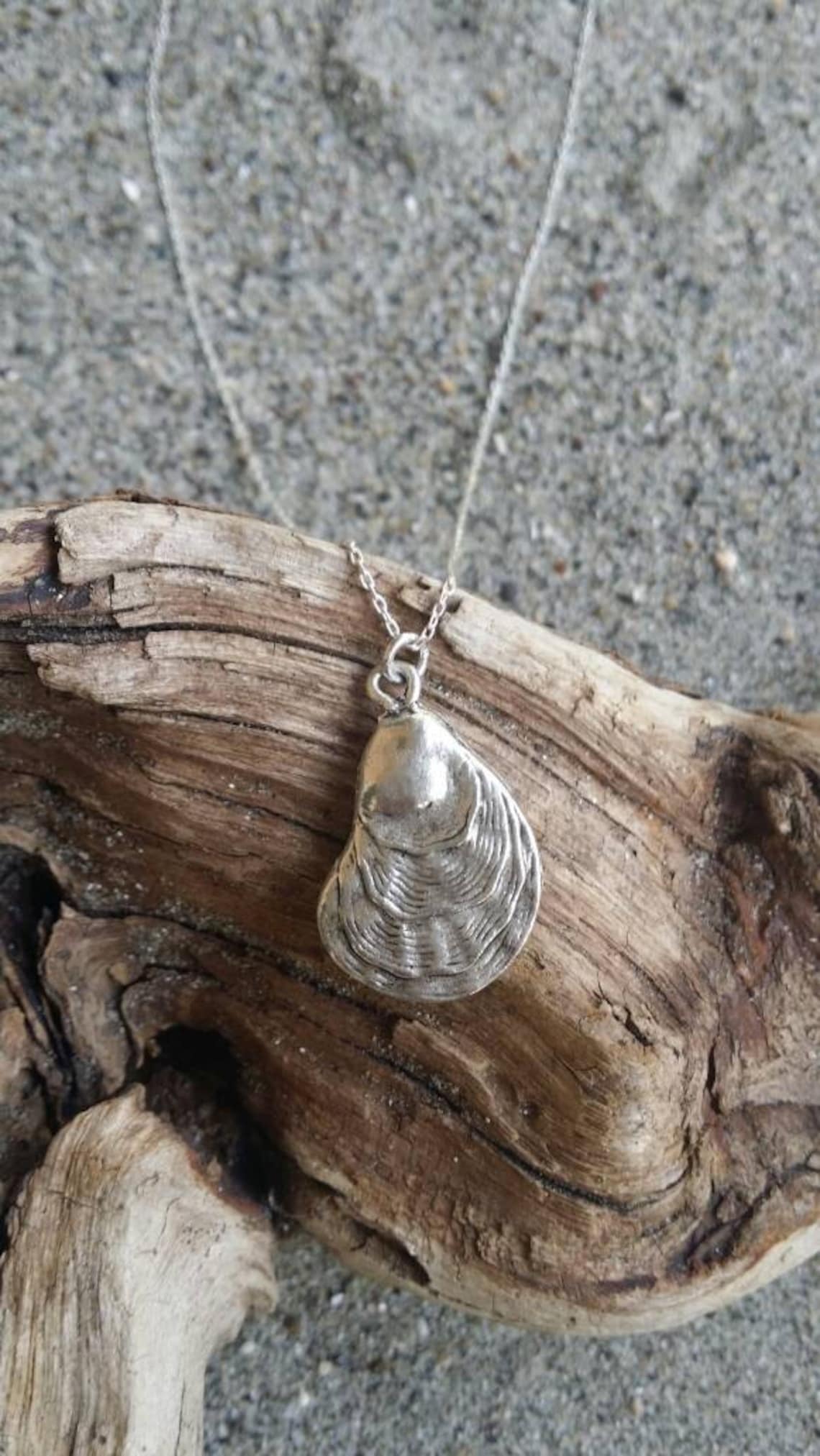 Silver Shell Necklace Oyster Sea Shell Silver Necklace - Etsy