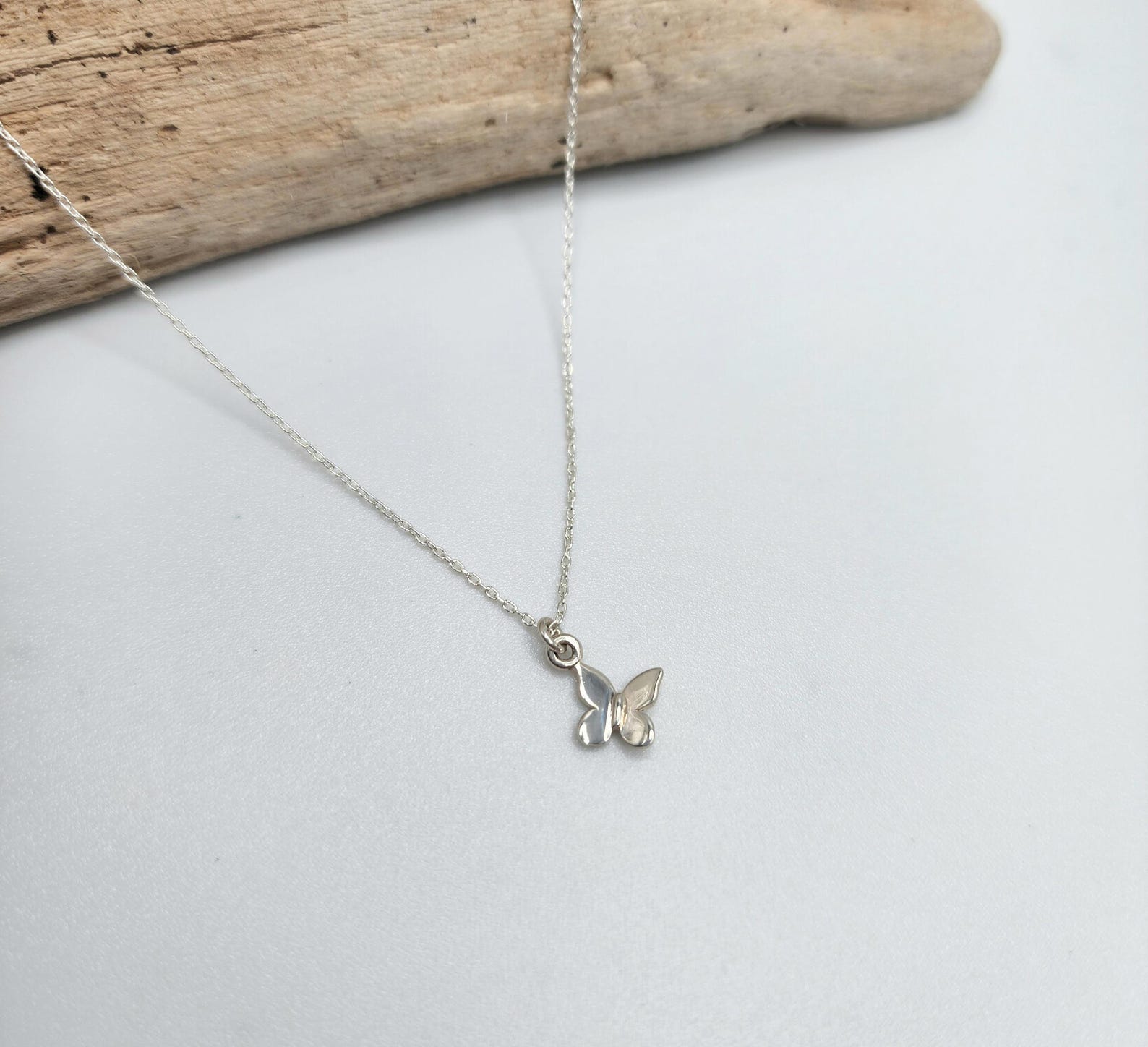 Tiny Sterling Butterfly Necklace, Sterling Silver, 3D Butterfly Pendant ...