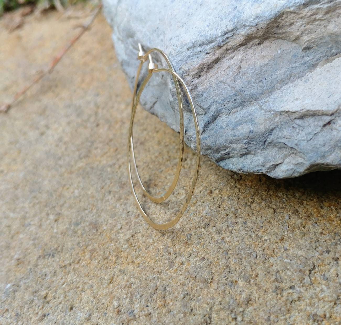 Gold Hoop Earrings Simple Hoops Hammered Hoops Hoop - Etsy