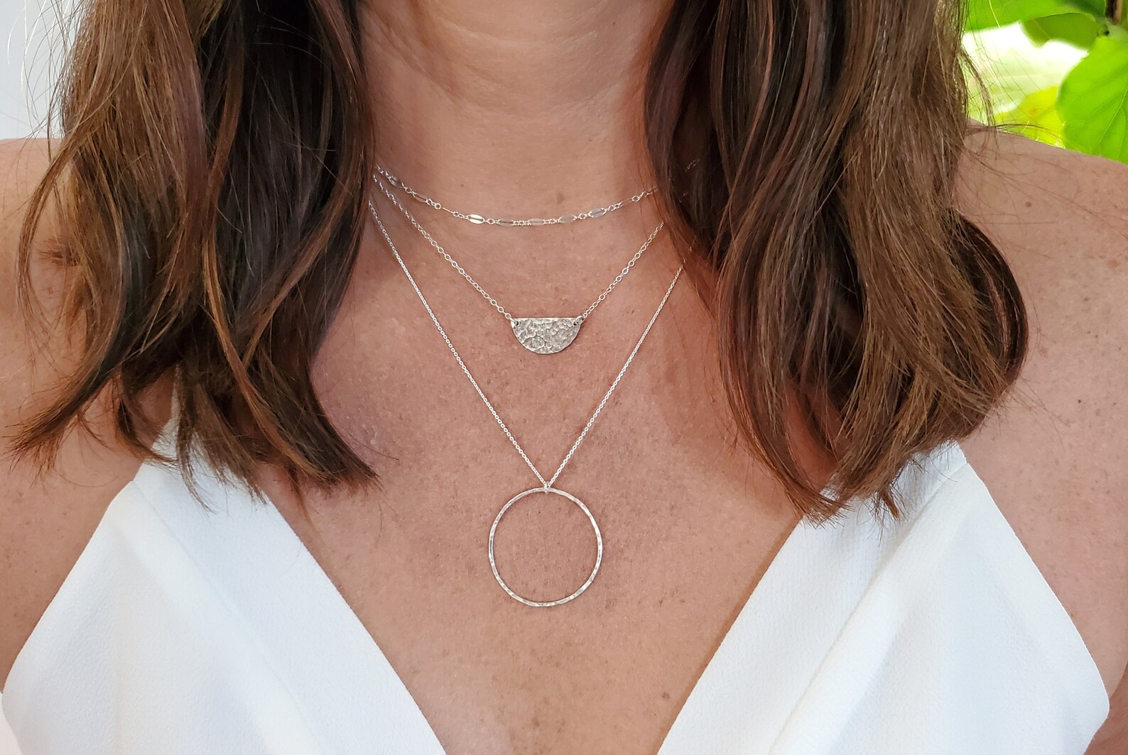 Small Gold Half Circle Necklace Hammered Half Circle | Etsy