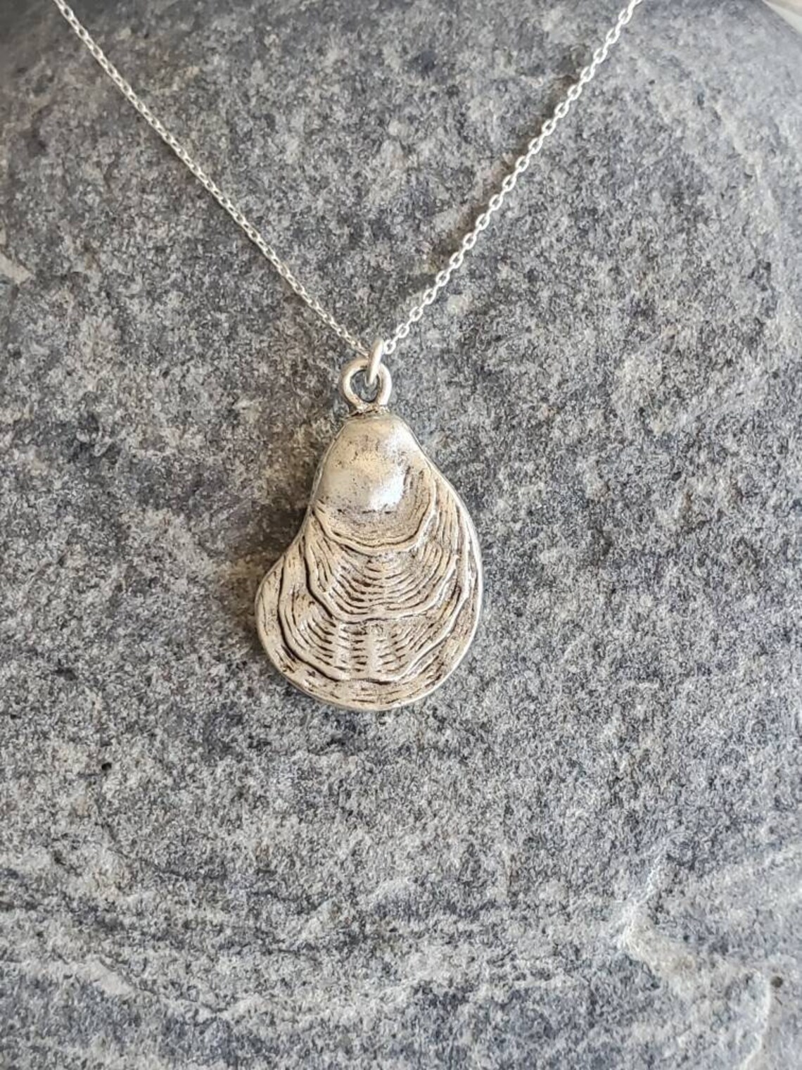 Silver Shell Necklace Oyster Sea Shell Silver Necklace - Etsy