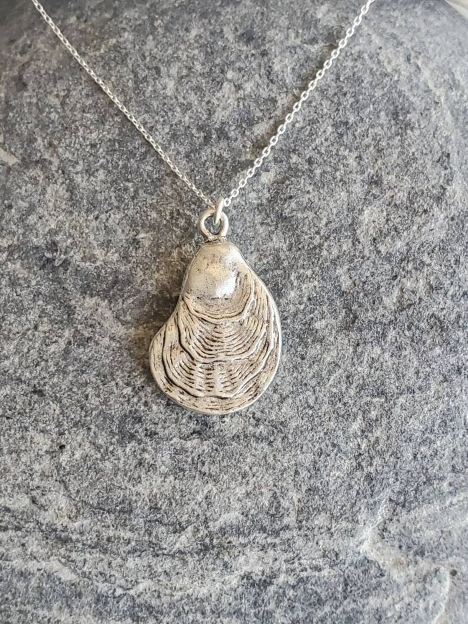Silver Shell Necklace Oyster Sea Shell Silver Necklace - Etsy