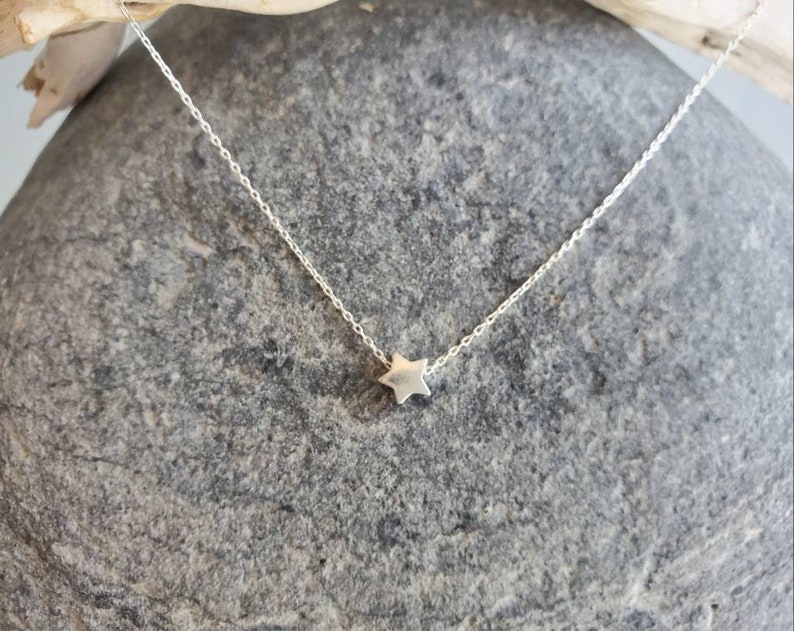 Tiny Sterling Silver Star Necklace Star Bead Tiny Star - Etsy