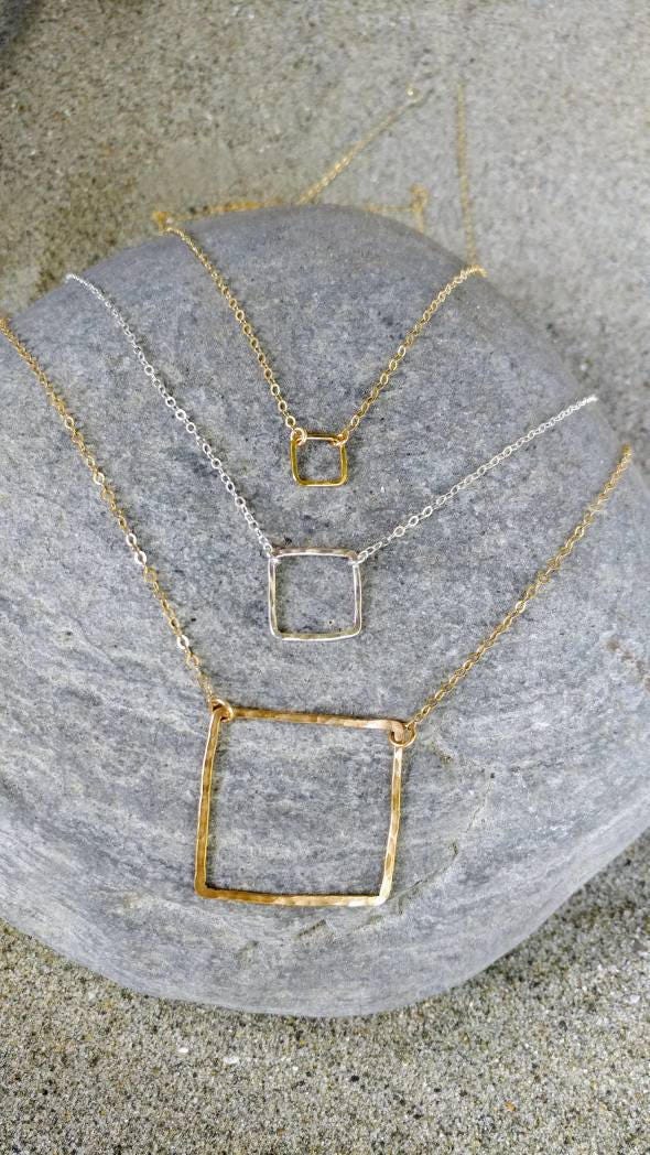 Square Necklace Layering Necklace Gold Fill Or Sterling | Etsy