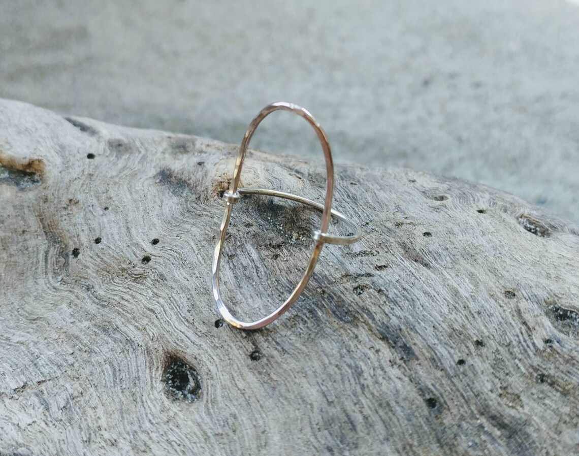 Large Oval Ring Hammered Simple Ring Sterling Silver - Etsy