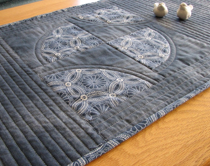 Quilted Indigo Table Runner Boro Inspired Reversible - Etsy