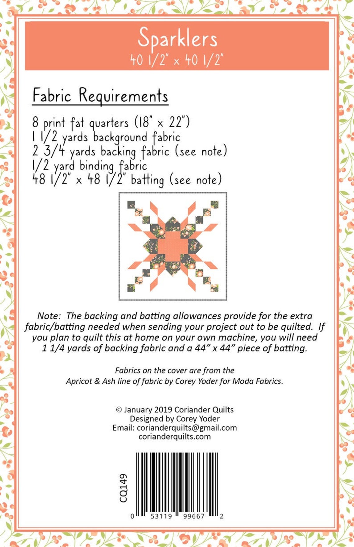 Sparklers Quilt Pattern by Corey Yoder for Coriander Quilts - Etsy