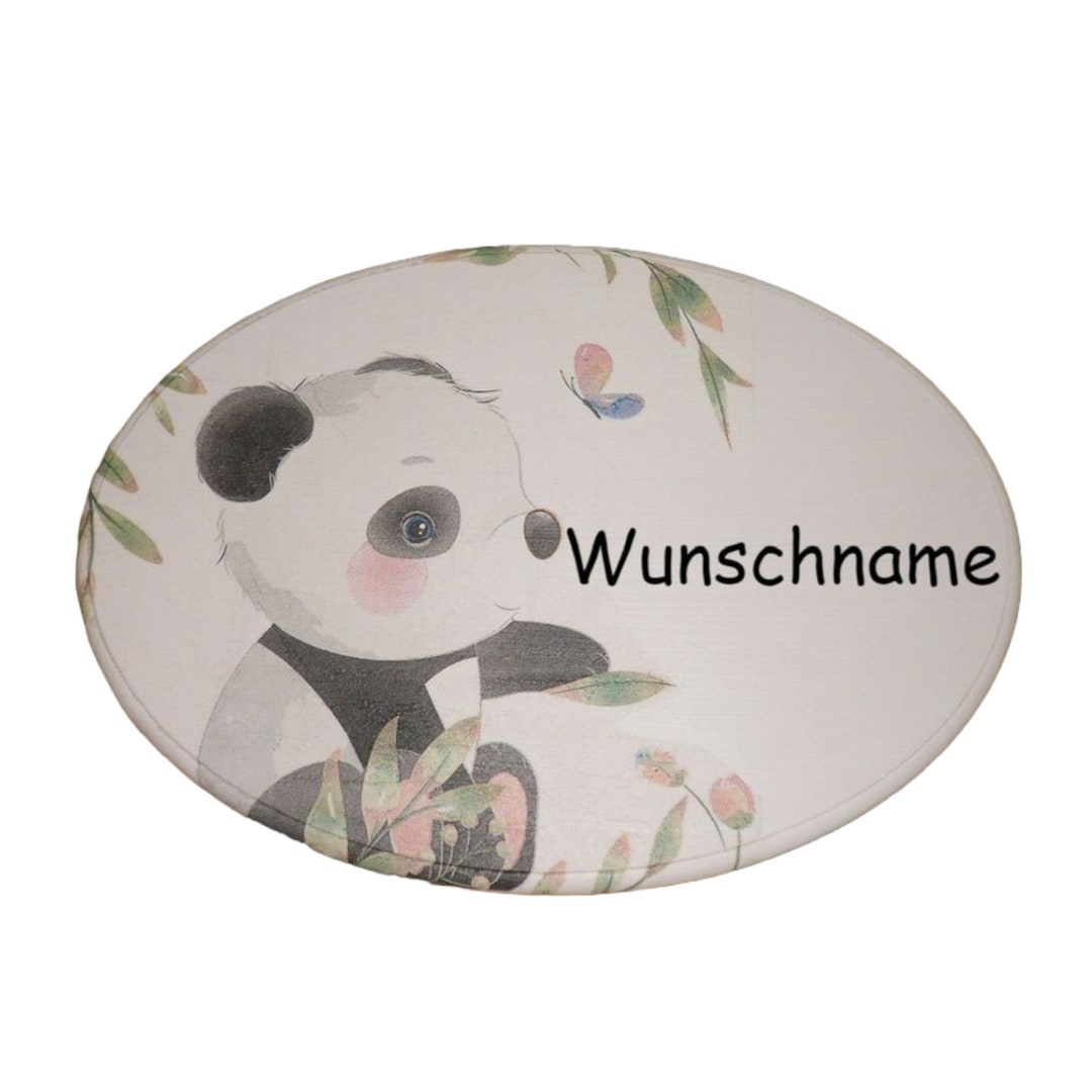 Personalized Oval Panda Door Sign With Wooden Name - Etsy
