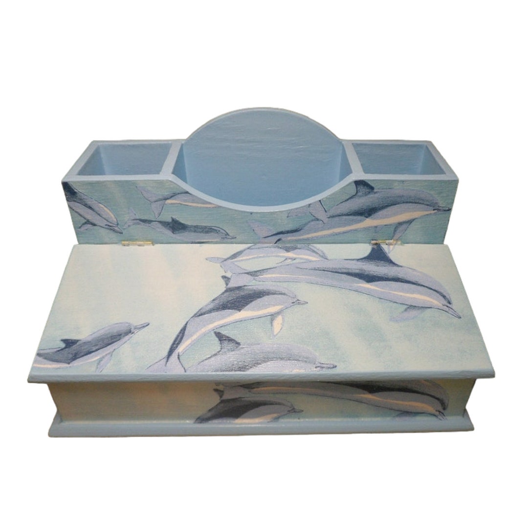 Pencil Box Organizer Dolphins Made of Wood - Etsy