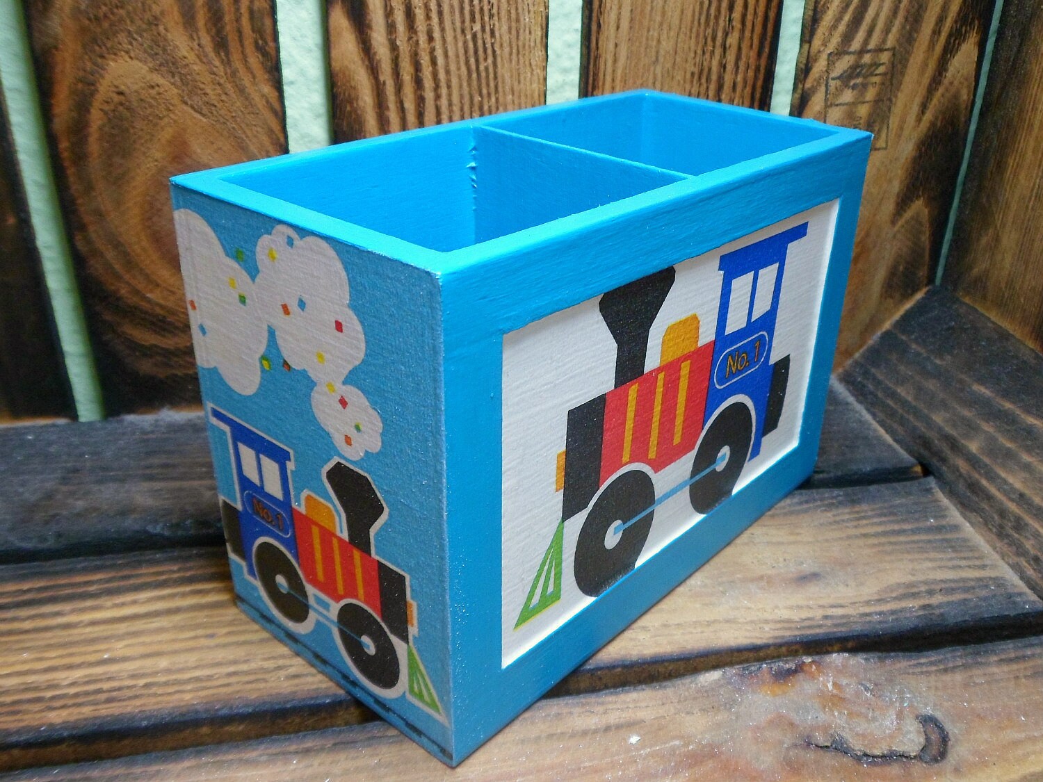 Wooden Pencil Box With Locomotive - Etsy