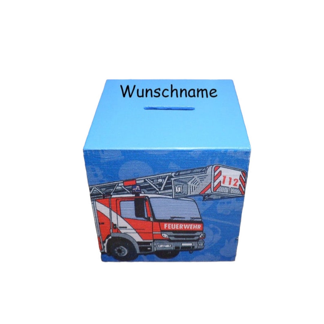Money Box Cube Fire Brigade Personalized for Children 10 X 10 X 10 Cm ...