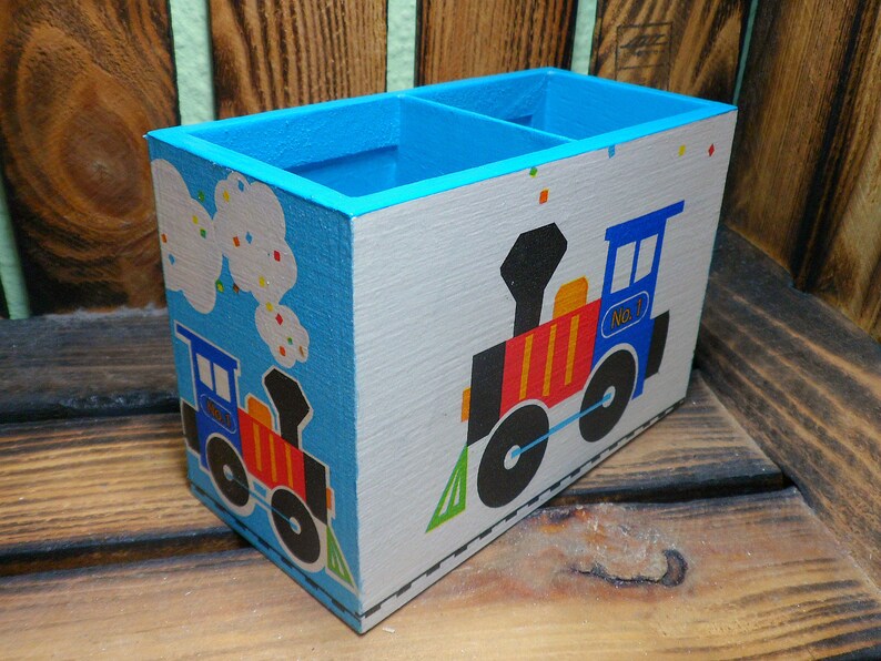 Wooden Pencil Box With Locomotive - Etsy