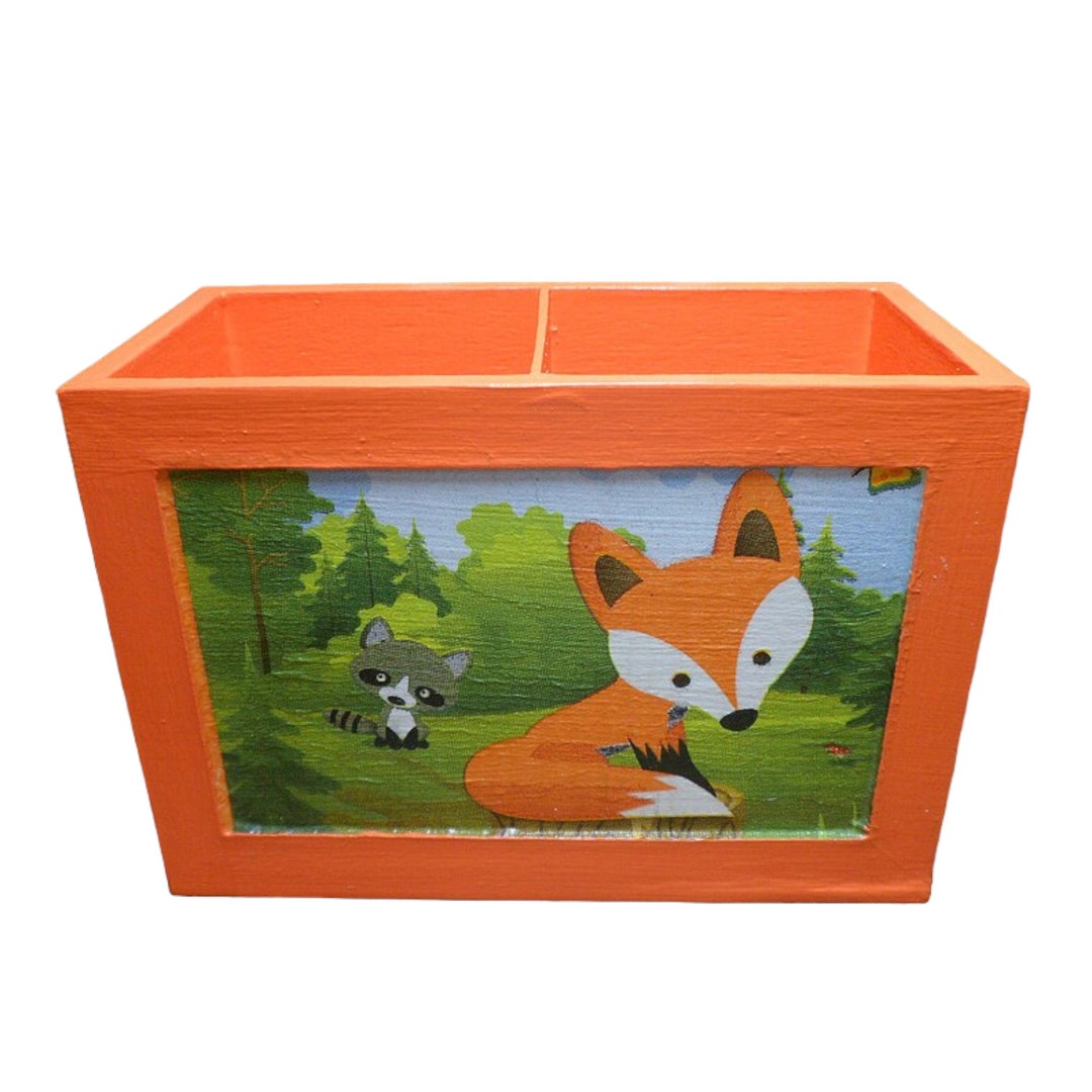 Utensil Box Pencil Box With Fox Made of Wood for Children - Etsy