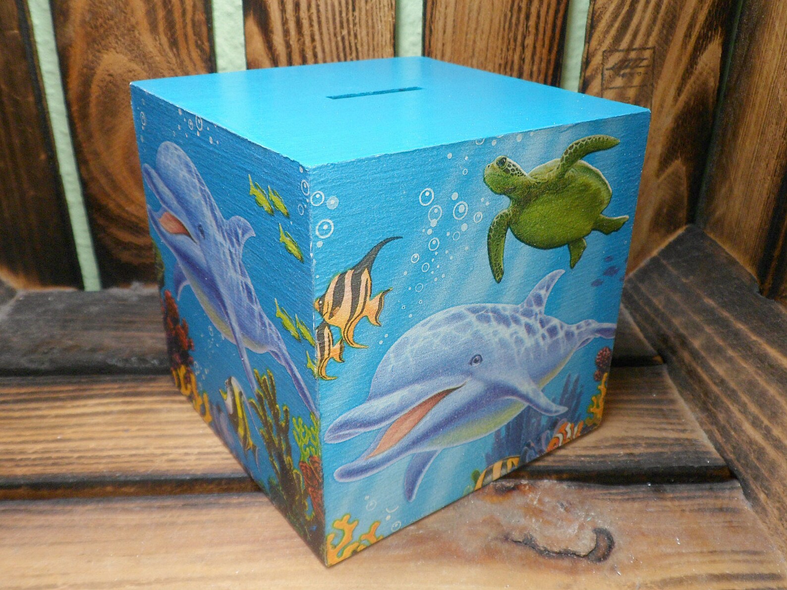 Money Box XL Dolphin Sea Turtle Personalized for Children 12 X - Etsy