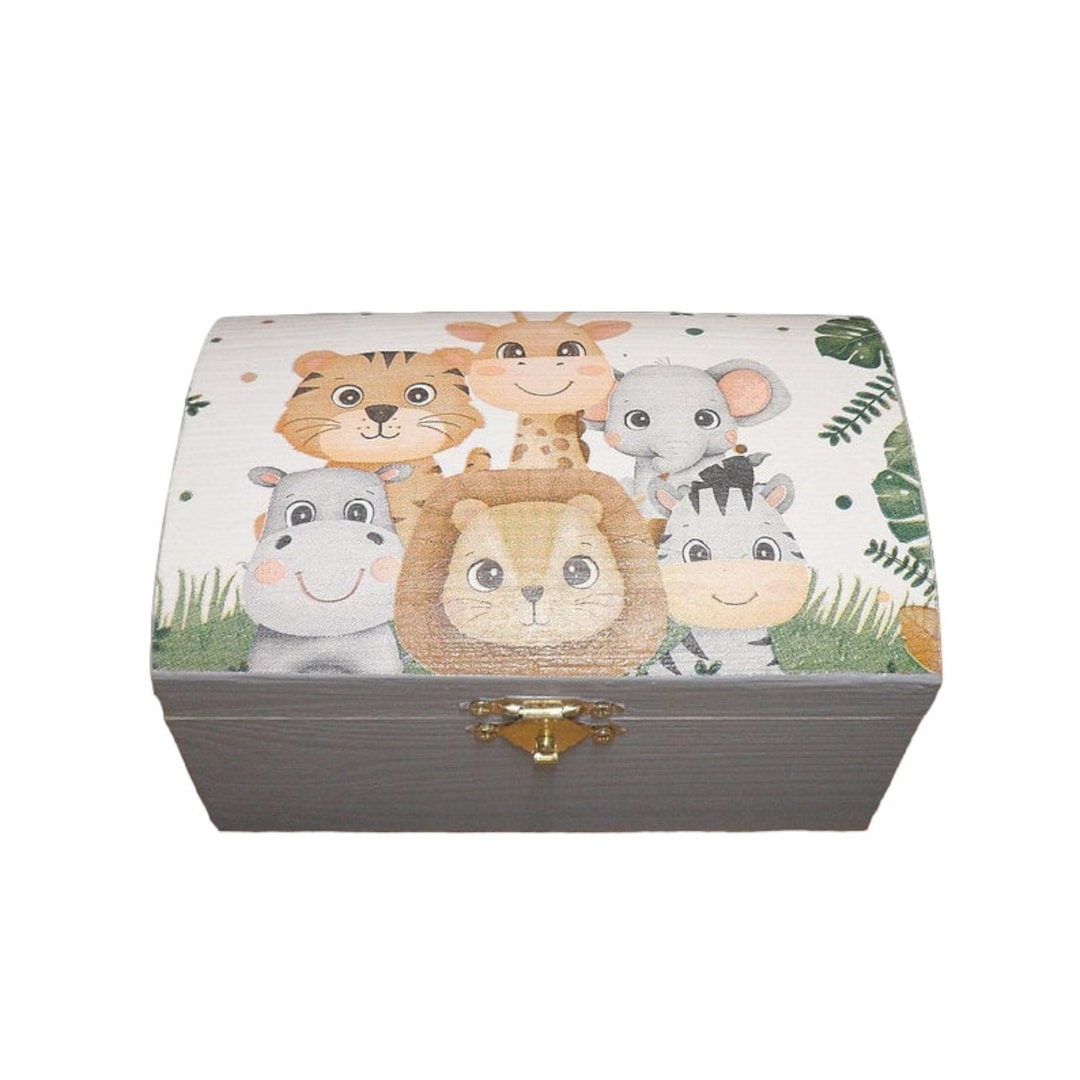 Small Wooden Chest With Animals Jungle Safari - Etsy