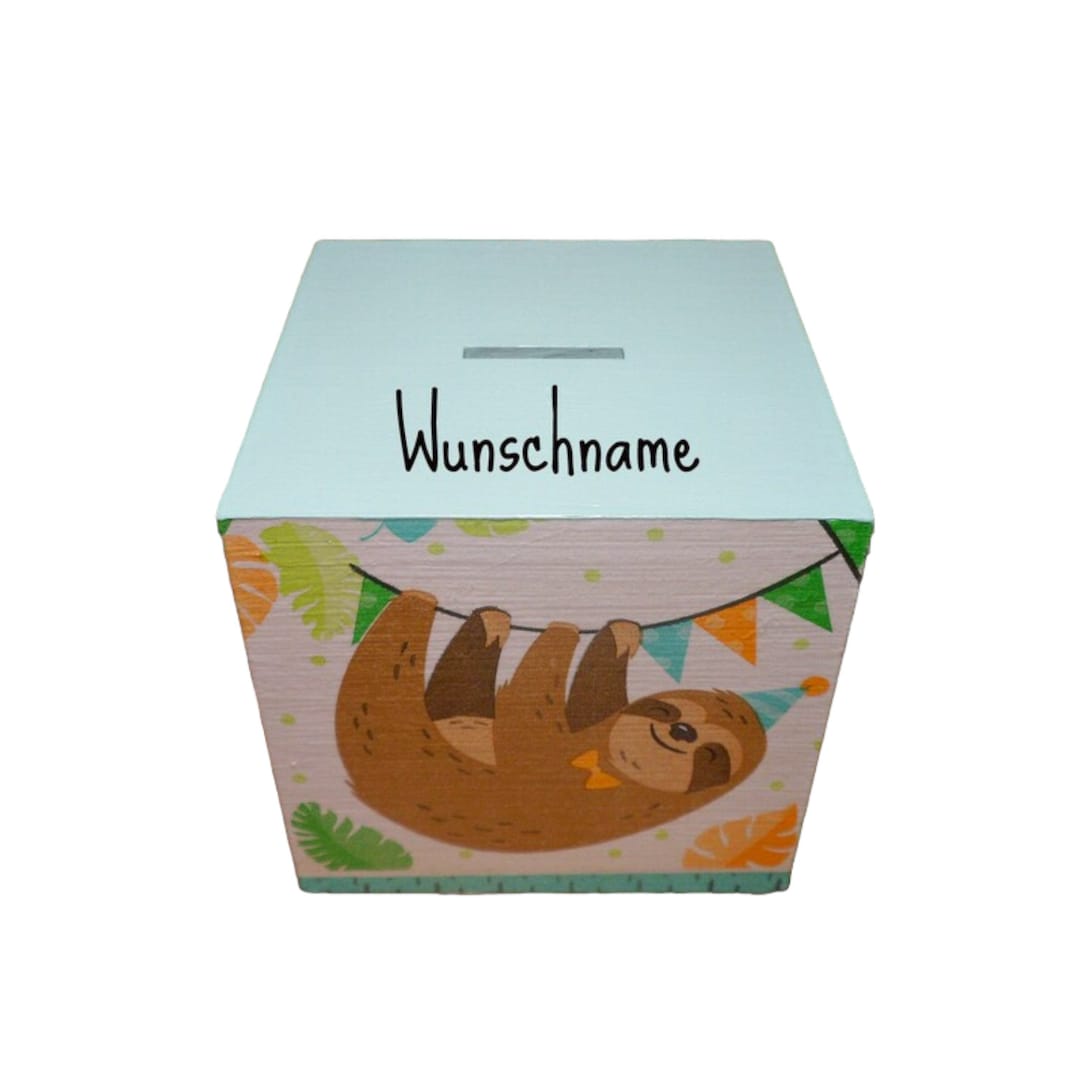 Sloth Money Box Personalized for Children 12 X 12 X 12 Cm - Etsy