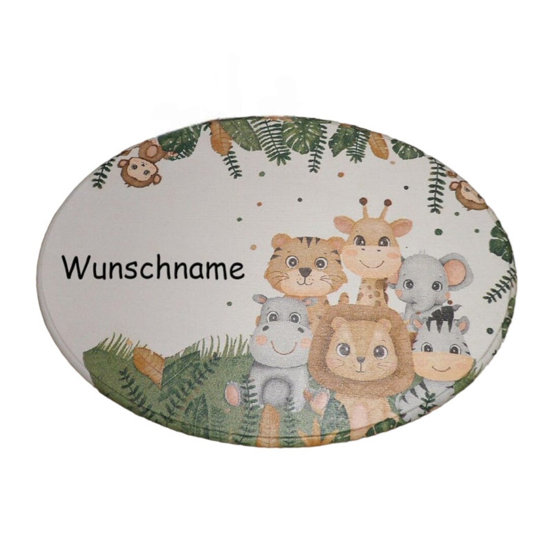 Door Sign Oval Animals Jungle Safari Made of Wood Personalized - Etsy
