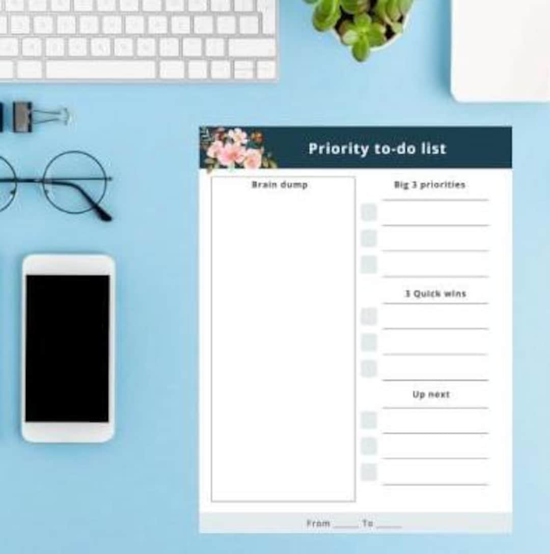 Priorities To-do List Template | Printable Daily Planner PDF | Brain ...
