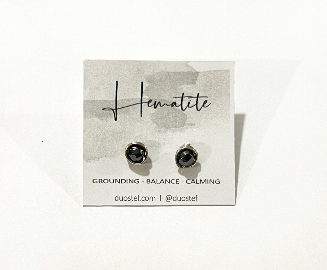 HEMATITE STUD Earrings - 6mm Sterling Silver Hematite Stud Earrings ...