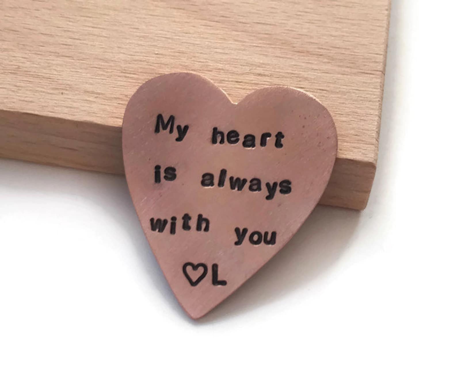 My Heart is Always With You, Copper Heart Token, Engraved Wallet Insert ...