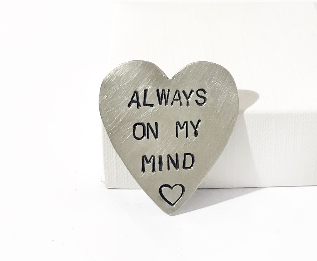 POCKET HEART TOKEN Always on My Mind Personalized Metal Token Custom ...