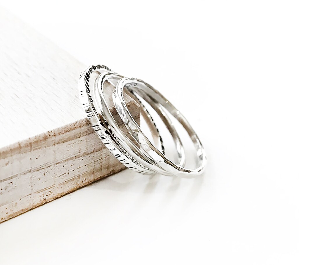 THIN STACKING RINGS - Sterling Silver Skinny Rings 1.5mm - Midi Ring ...