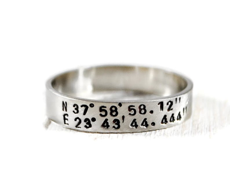 Custom Coordinates Ring Mens Coordinate Ring Band Mens | Etsy