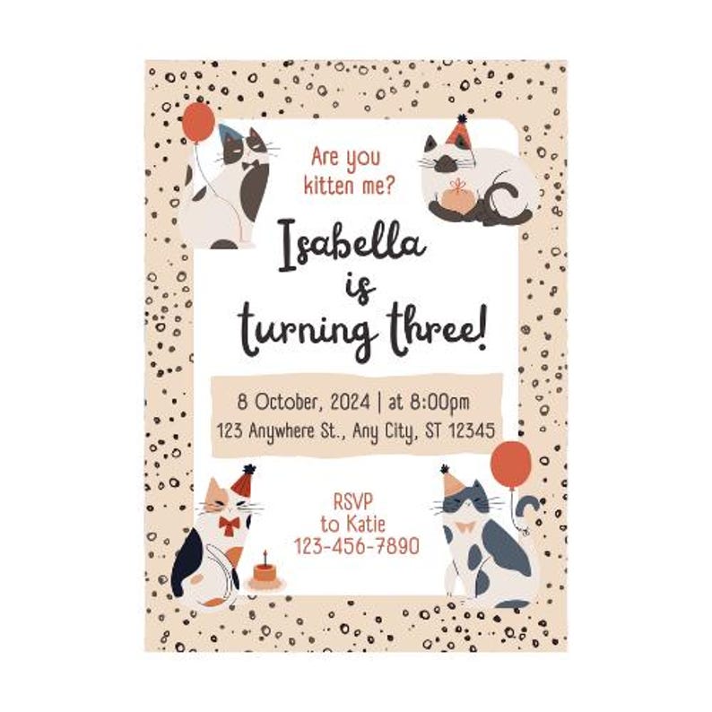 Custom Cat Birthday Party Invitation Printable Digital Download - Etsy