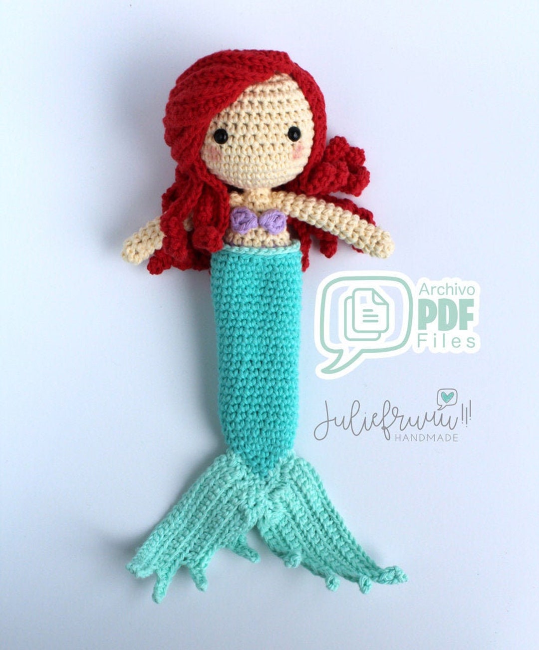 PATTERN/PATRÓN Hermosa Sirenita De Crochet Con Cola Desmontable ...