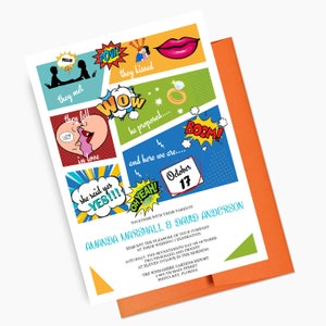 Comic Book Wedding Invitations, Geek Wedding Invites, Retro Comic Strip ...