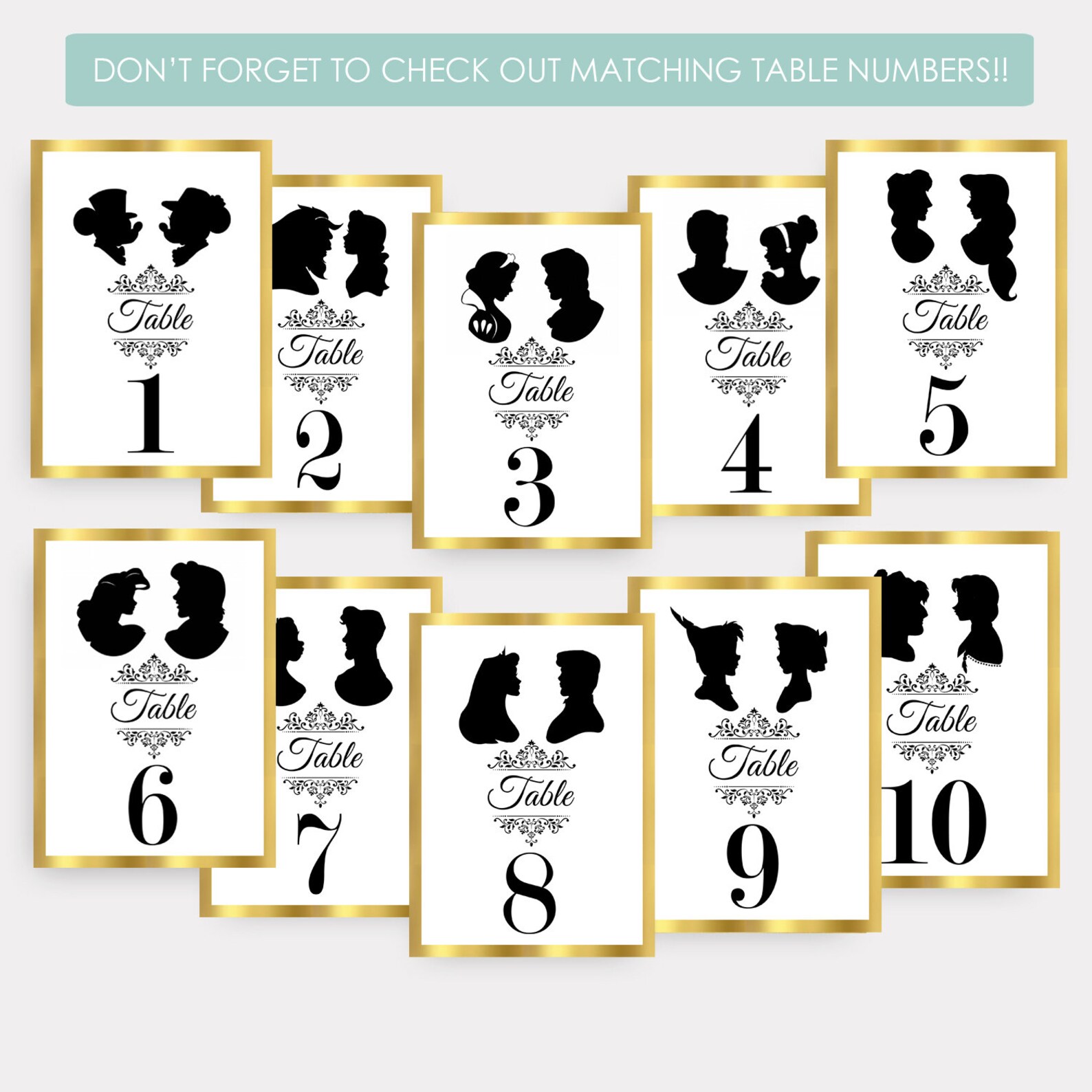 Disney Couple Place Cards Disney Wedding Name Cards Elegant - Etsy Canada