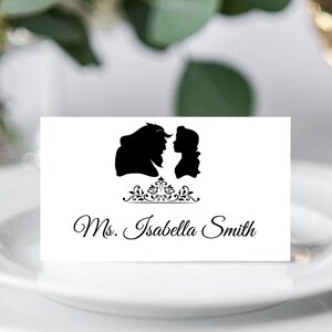 Disney Couple Place Cards, Disney Wedding Name Cards, Elegant Wedding ...