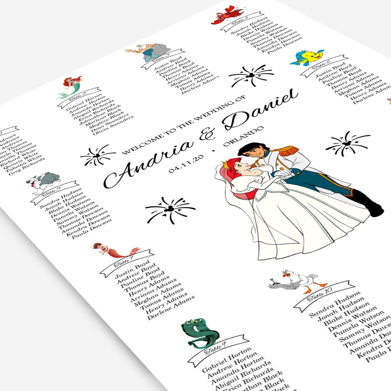 The Little Mermaid Wedding Seating Chart Ariel and Eric - Etsy Canada