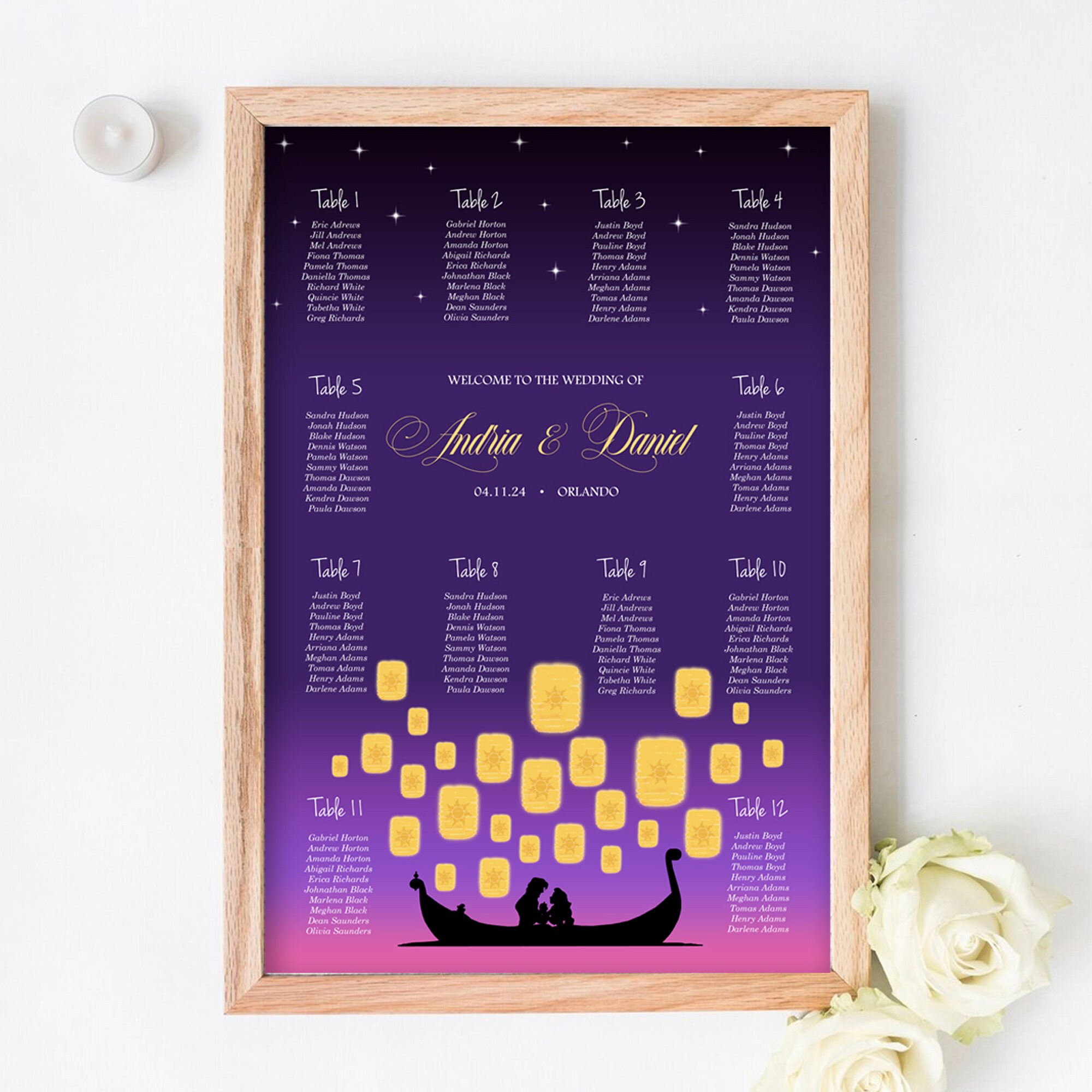 Rapunzel Wedding Seating Chart Poster, Tangled Table Plan sold by ...