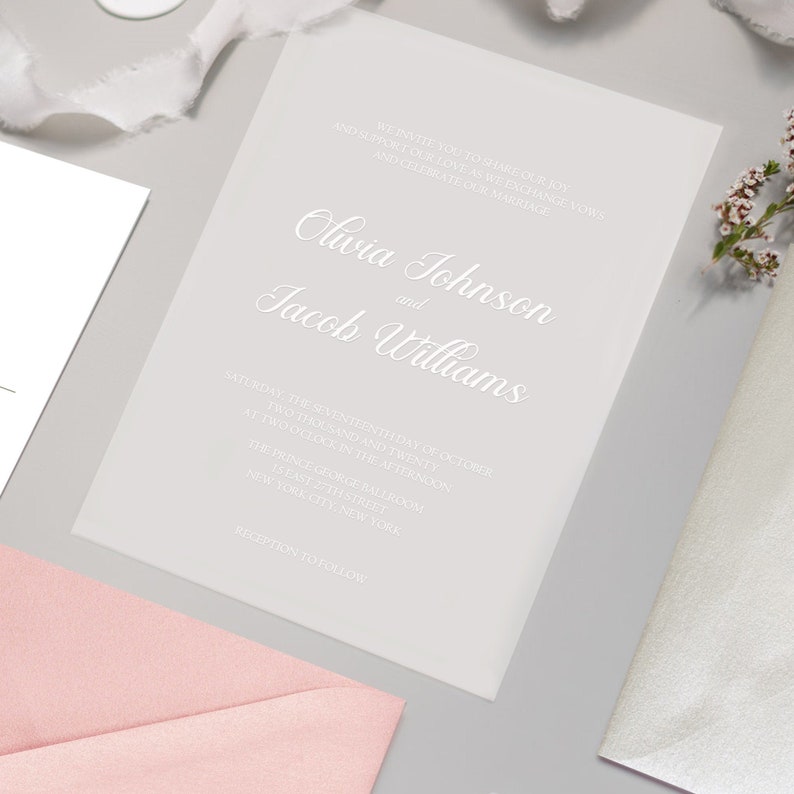 Vellum Wedding Invitation Suite Simple Translucent Paper - Etsy New Zealand