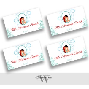 Little Mermaid Place Cards, Ariel and Eric Wedding Escort Cards, Disney ...